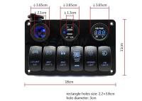 China 6 Gang LED Rocker Switch Panel Marine Boat 12V 24V Waterproof IP65 Pre-wired for sale
