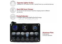 China 6 Gang LED Rocker Switch Panel Marine Boat 12V 24V Waterproof IP65 Pre-wired for sale