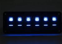 China 24V Waterproof Marine Switch Panel 6 Gang 5 Pin On Off 2 LED Blue Light Aluminum Rocker for sale