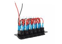 China 24V Waterproof Marine Switch Panel 6 Gang 5 Pin On Off 2 LED Blue Light Aluminum Rocker for sale