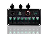 China 8 Gang Marine Rocker Switch Panel 12V 20A with Dual USB Charger and Cigarette Lighter for sale