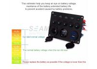 China 5 Gang Rocker Switch Panel 12V 20A Marine Boat Toggle Switch Board with USB Voltmeter for sale