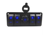 China 4 Gang Rocker Switch Panel 12V 24V Waterproof Marine Boat with USB QC3.0 Voltmeter for sale