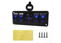 China 4 Gang Rocker Switch Panel 12V 24V Waterproof Marine Boat with USB QC3.0 Voltmeter for sale