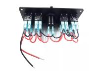 China 4 Gang Rocker Switch Panel 12V 24V Waterproof Marine Boat with USB QC3.0 Voltmeter for sale