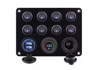 China 8 Gang Marine Toggle Switch Panel with 4.2A USB Charger Voltmeter IP65 Waterproof 12V 24V for sale