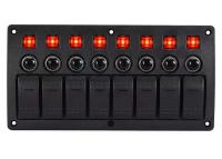 China 8 Gang Marine Boat Rocker Switch Panel 12V 24V with Circuit Breaker LED Indicator for sale