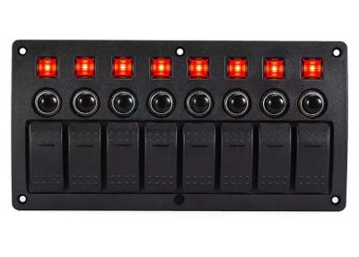 China 8 Gang Marine Boat Rocker Switch Panel 12V 24V with Circuit Breaker LED Indicator for sale