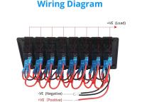 China 8 Gang Marine Boat Rocker Switch Panel 12V 24V with Circuit Breaker LED Indicator for sale
