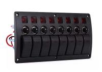 China 8 Gang Marine Boat Rocker Switch Panel 12V 24V with Circuit Breaker LED Indicator for sale