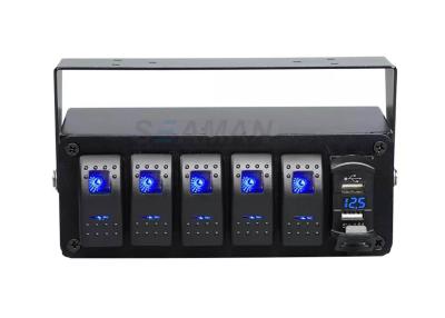 China 12v Waterproof Marine Switch Panel With Breakers 5 Gang Rocker Switch Box for sale