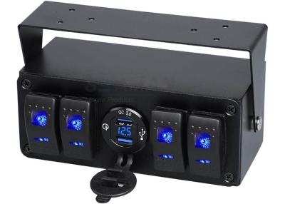China 4 Gang Marine LED Switch Panel Box with Dual USB Charger Voltmeter 12V 24V for sale