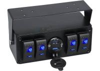 China 4 Gang Marine LED Switch Panel Box with Dual USB Charger Voltmeter 12V 24V for sale