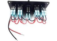 China 4 Gang Marine LED Switch Panel Box with Dual USB Charger Voltmeter 12V 24V for sale