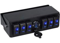 China 6 Gang Aluminum Boat Switch Panel Box 220mm with Dual USB QC 3.0 Voltmeter for Marine RV Truck 12V 24V for sale