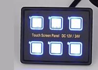China 6 Gang Touch Screen Marine Switch Panel 12V 24V Blue LED Waterproof with Fuses and 15 Pin VGA Cable for sale