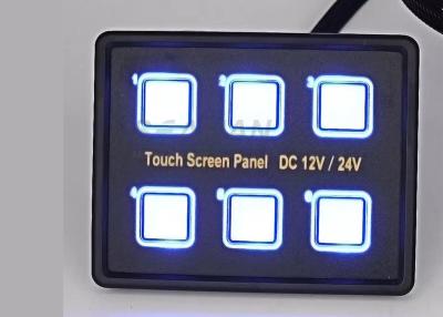 China 6 Gang Touch Screen Marine Switch Panel 12V 24V Blue LED Waterproof with Fuses and 15 Pin VGA Cable for sale