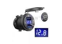 China 12V 24V Touch Control Marine Switch Panel with Dual QC3.0 USB Charger and LED Voltmeter for sale