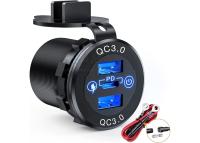 China 12V 24V Waterproof Marine Switch Panel with PD 20W Type C and QC3.0 Dual USB Charger Socket for sale