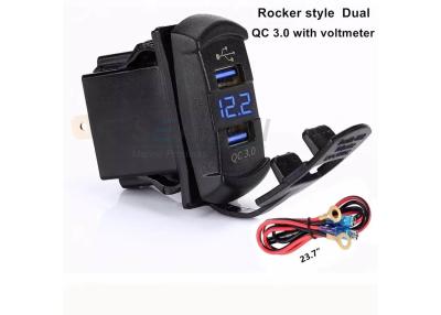 China 12V 36W Waterproof Dual QC3.0 USB Charger Socket with LED Voltmeter for Marine RV Golf Cart for sale