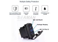 China 12V 36W Waterproof Dual QC3.0 USB Charger Socket with LED Voltmeter for Marine RV Golf Cart for sale