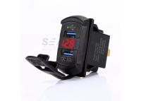 China 12V 36W Waterproof Dual QC3.0 USB Charger Socket with LED Voltmeter for Marine RV Golf Cart for sale