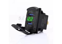 China 12V 36W Waterproof Dual QC3.0 USB Charger Socket with LED Voltmeter for Marine RV Golf Cart for sale