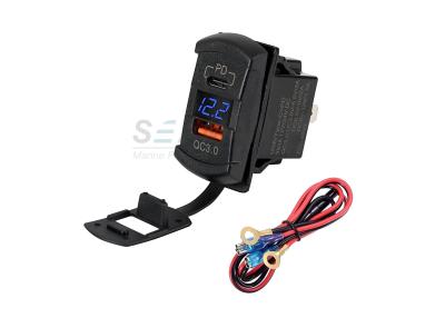 China 12V 24V Marine Waterproof Switch Panel USB C QC 3.0 Charger with Voltmeter for Boat RV for sale