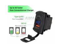 China 12V 24V Marine Waterproof Switch Panel USB C QC 3.0 Charger with Voltmeter for Boat RV for sale