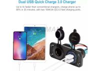 China Electronic Waterproof Marine Switch Panel QC3.0 Car Charger Socket Ignition Outlet Splitter for sale
