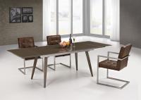 China Rectangular Glass Dining Table With Chinese Ceramic Triangular Legs for sale