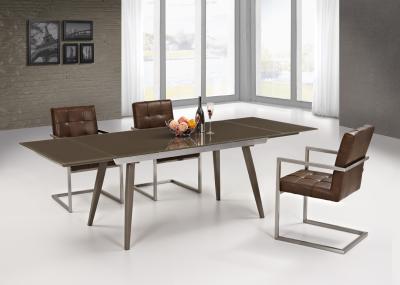 China Rectangular Glass Dining Table With Chinese Ceramic Triangular Legs for sale