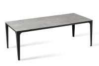 China Rectangular Glass Dining Table With Chinese Ceramic Triangular Legs for sale