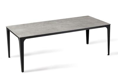China Rectangular Glass Dining Table With Chinese Ceramic Triangular Legs for sale