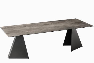 China Elegant Rectangle Dining Room Table 2.0 Meter Moka Frosted Top Long Life Span for sale