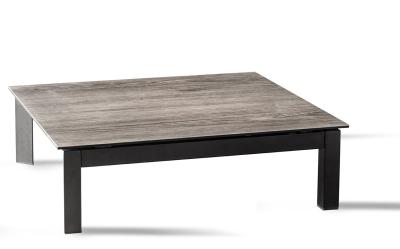 China Rectangle Artistic Coffee Tables , Tempered Glass Coffee Table Black Leg for sale
