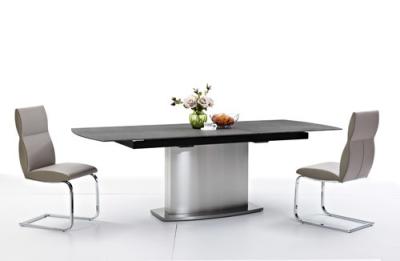 China Stainless Extension Dining Table With HPL Laminate Powder Coating for sale
