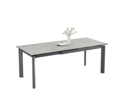 China 1400+600*900*760mm Extension Dining Table Laminam Ceramic Top With Tempered Glass Material for sale