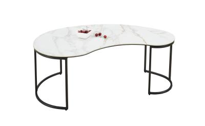 China 3H Furniture Coffee Table Laminam Ceramic Top  Tempered Glass Iron for sale