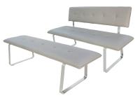 China Polyurethance PU Modern Dining Bench Heavy Duty Brushed Steel Leg for sale
