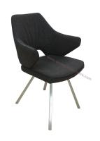 China Fabric Upholstered Stainless Steel Dining Chairs Stylish Brushed Coned Legs for sale