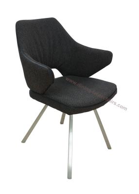 China Fabric Upholstered Stainless Steel Dining Chairs Stylish Brushed Coned Legs for sale