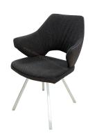 China Fabric Upholstered Stainless Steel Dining Chairs Stylish Brushed Coned Legs for sale
