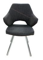China Fabric Upholstered Stainless Steel Dining Chairs Stylish Brushed Coned Legs for sale