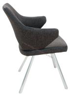 China Fabric Upholstered Stainless Steel Dining Chairs Stylish Brushed Coned Legs for sale