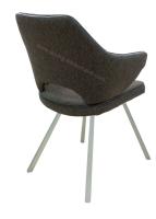 China Fabric Upholstered Stainless Steel Dining Chairs Stylish Brushed Coned Legs for sale