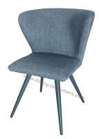 China Blue Fabric Upholstered Dining Chairs Heavy Duty Steel Legs Wear Proof Fabric for sale