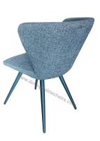 China Blue Fabric Upholstered Dining Chairs Heavy Duty Steel Legs Wear Proof Fabric for sale