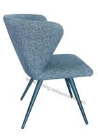 China Blue Fabric Upholstered Dining Chairs Heavy Duty Steel Legs Wear Proof Fabric for sale