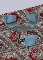 China Blue Fabric Upholstered Dining Chairs Heavy Duty Steel Legs Wear Proof Fabric for sale